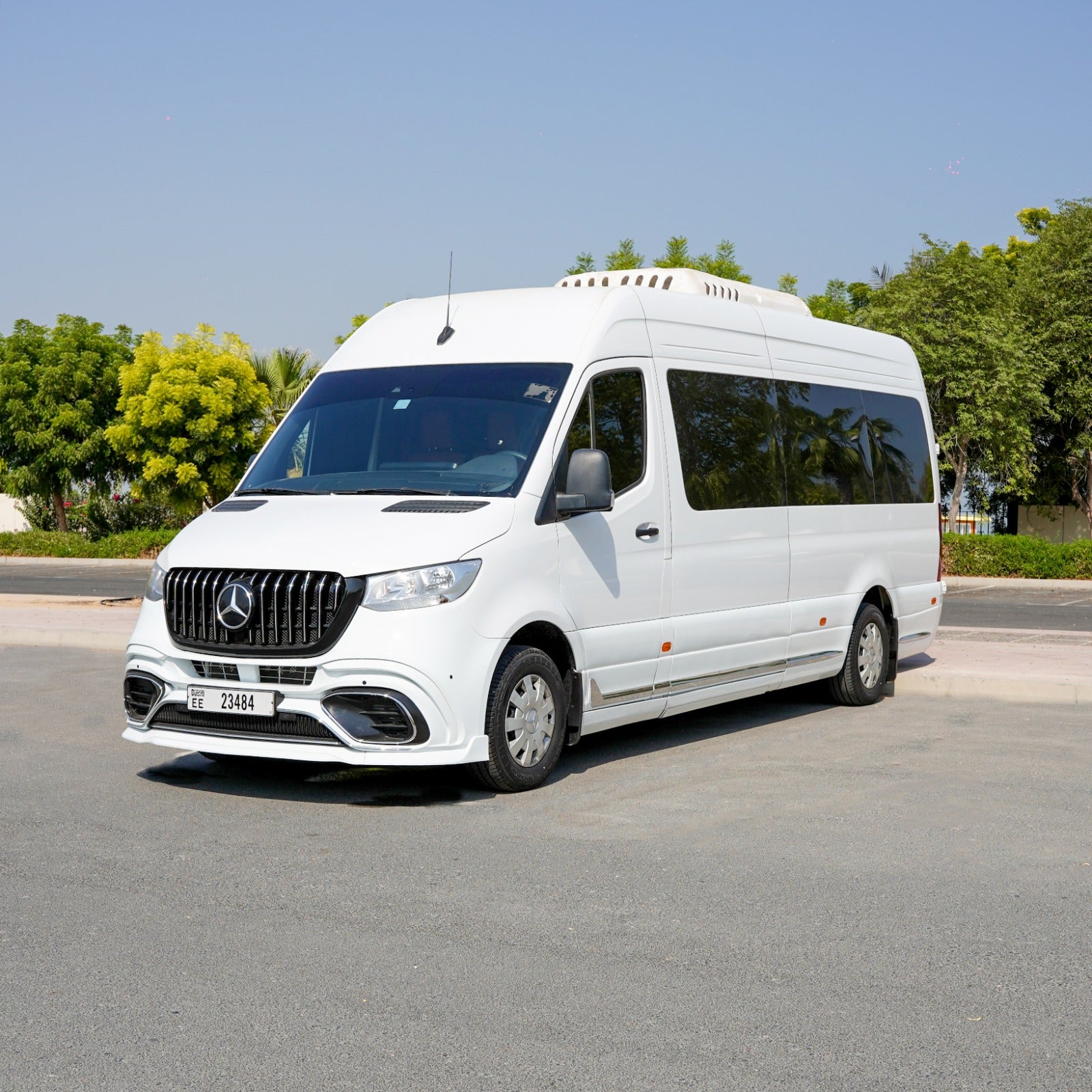 Maybach White Sprinter 14 Seater Chauffeur Service Dubai